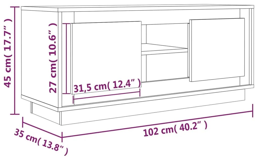 TV skříňka betonově šedá 102 x 35 x 45 cm kompozitní dřevo