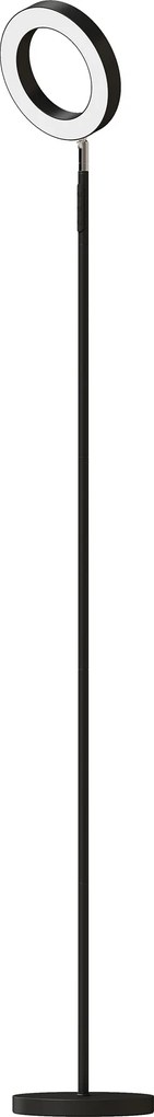 HOMCOM Stojací lampa 42W LED stmívatelná, 3 barevné teploty, stropní reflektor s nastavitelnou hlavou ve tvaru kruhu, černá