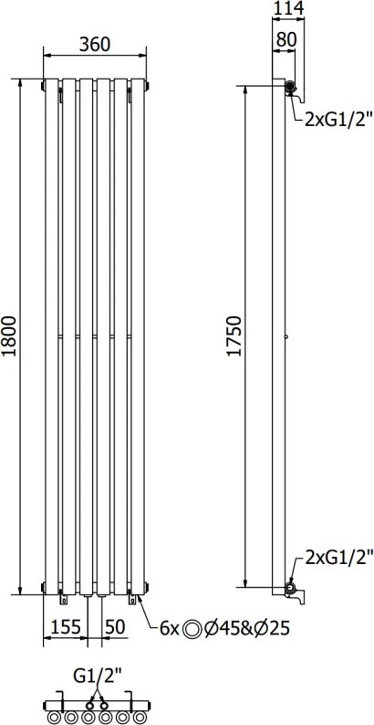 Mexen Nevada, topné těleso 1800 x 360 mm, 705 W, černá, W201-1800-360-00-70