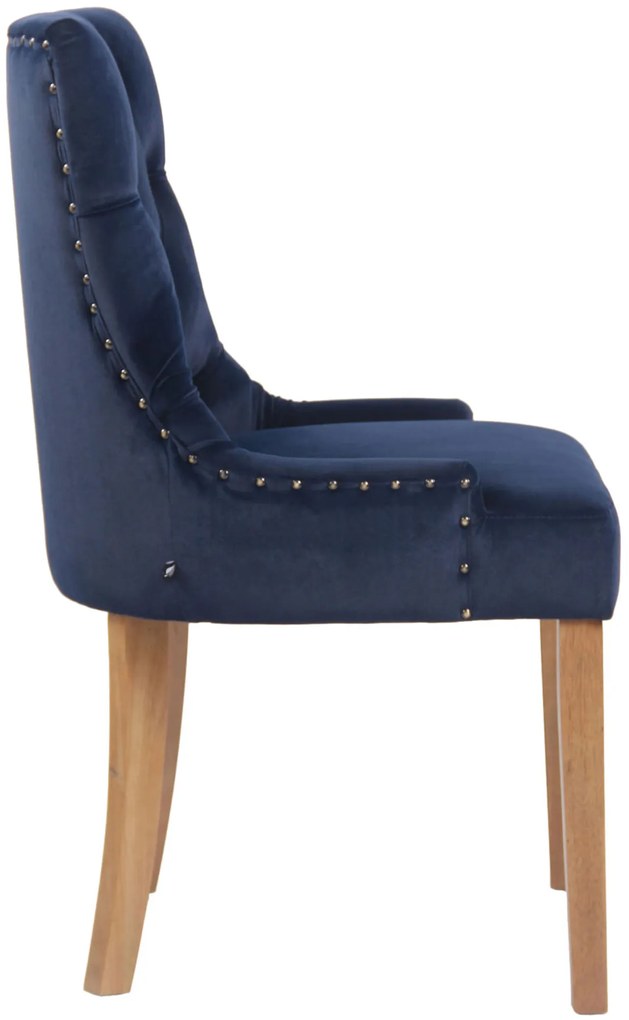 Jídelní židle Mossley - samet - světlé nohy | modrá