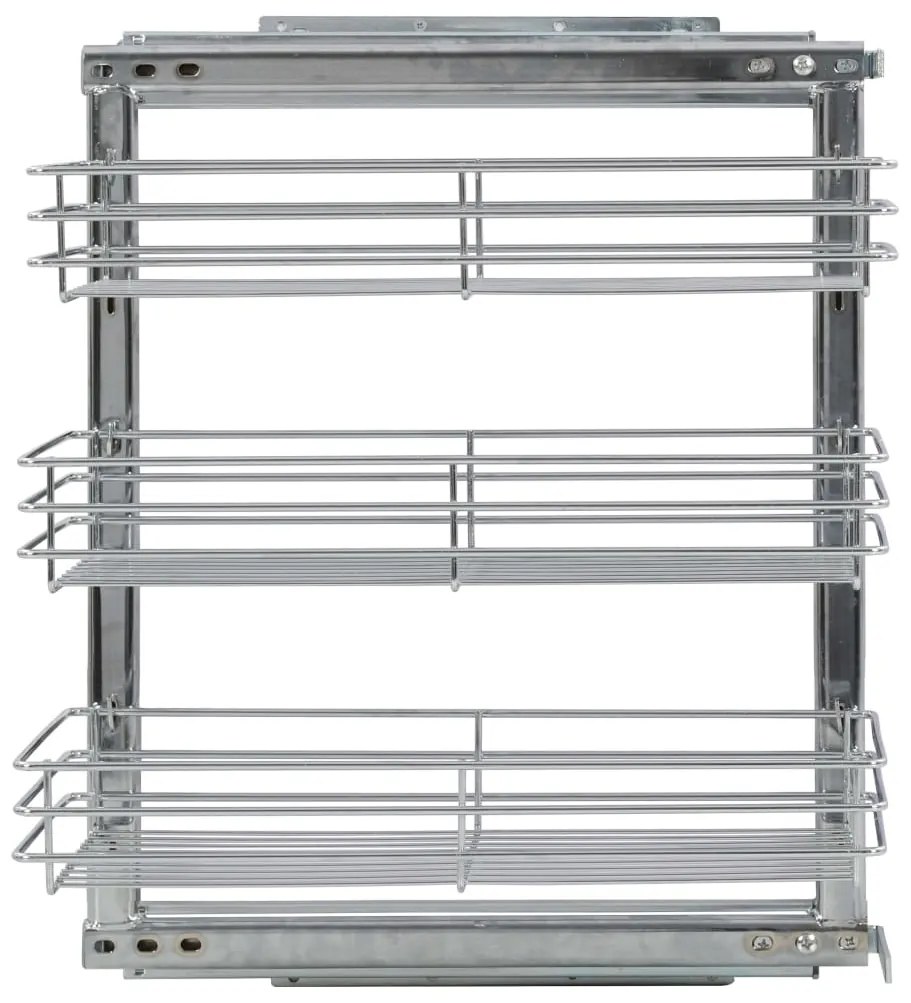 vidaXL Marketos 3patrový výsuvný kuchyňský drátěný koš stříbrný 47 x 25 x 56 cm