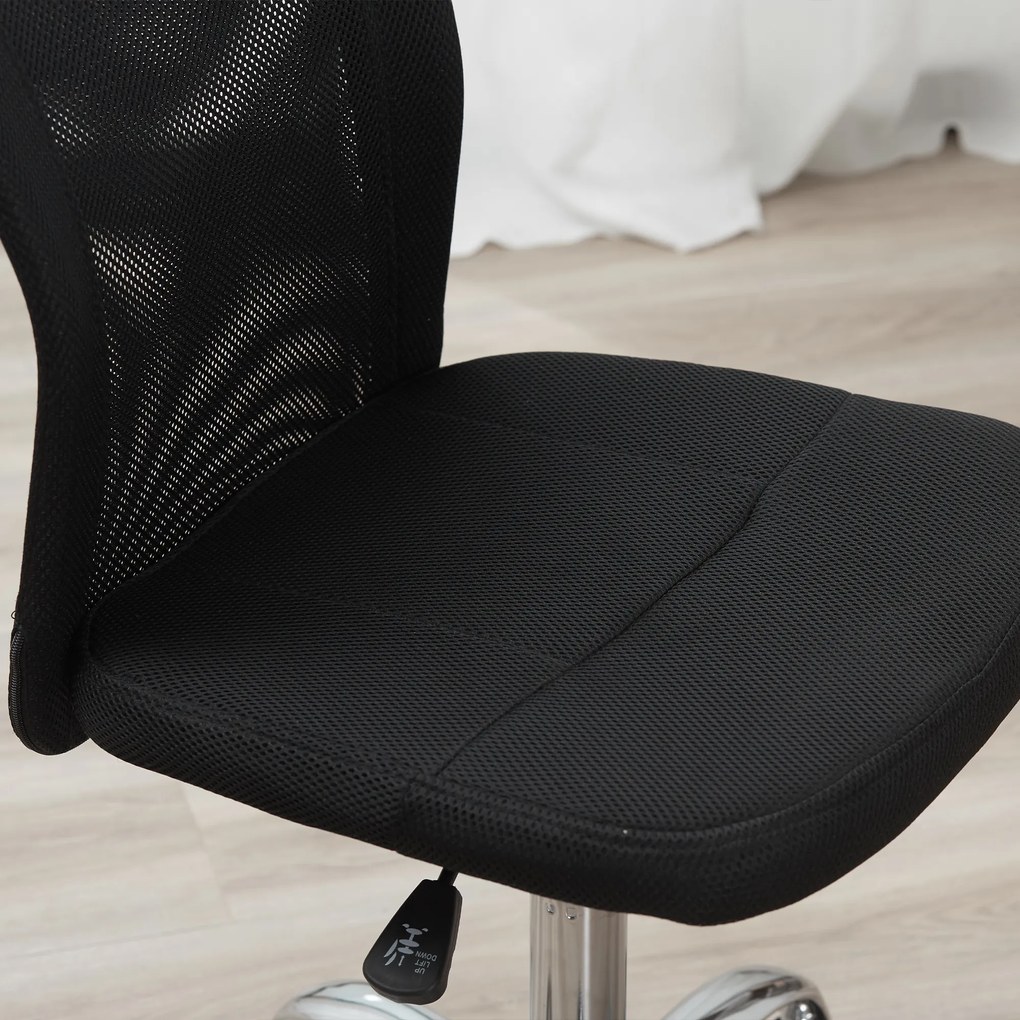 Kancelářská židle Vinsetto bez područek, ergonomická kancelářská židle, výškově nastavitelná, max. nosnost 100 kg, černá