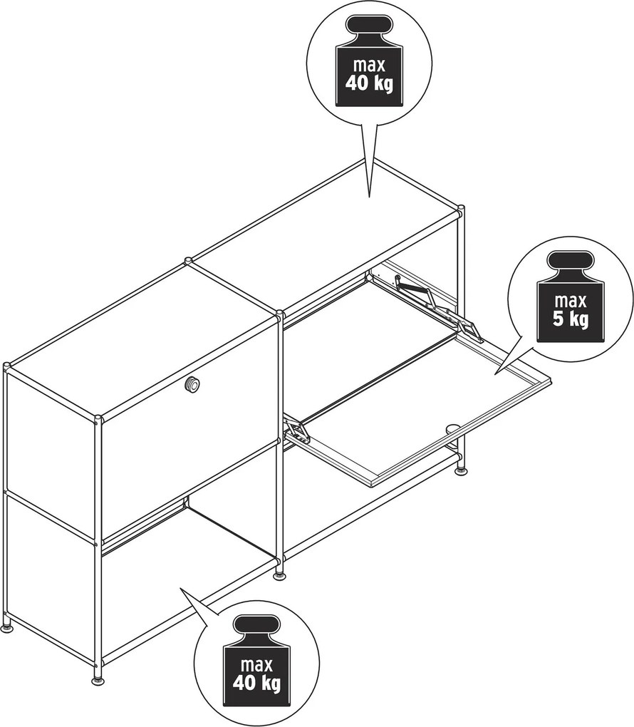 Tchibo - Kovová odkládací skříňka »Cn3« se 2 přemístitelnými výklopnými dvířky, hořcová modrá