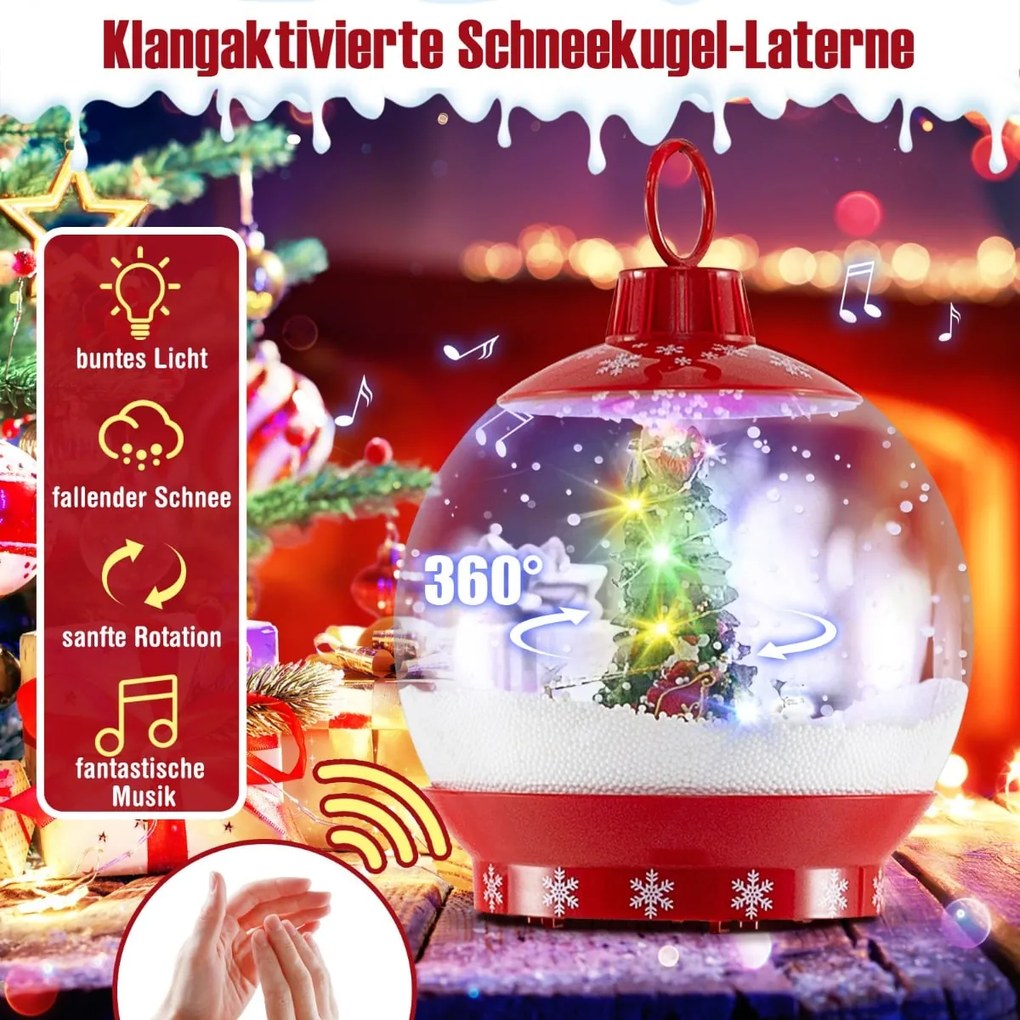Costway Osvětlená vánoční pouliční lampa 173 cm červená vánoční lucerna