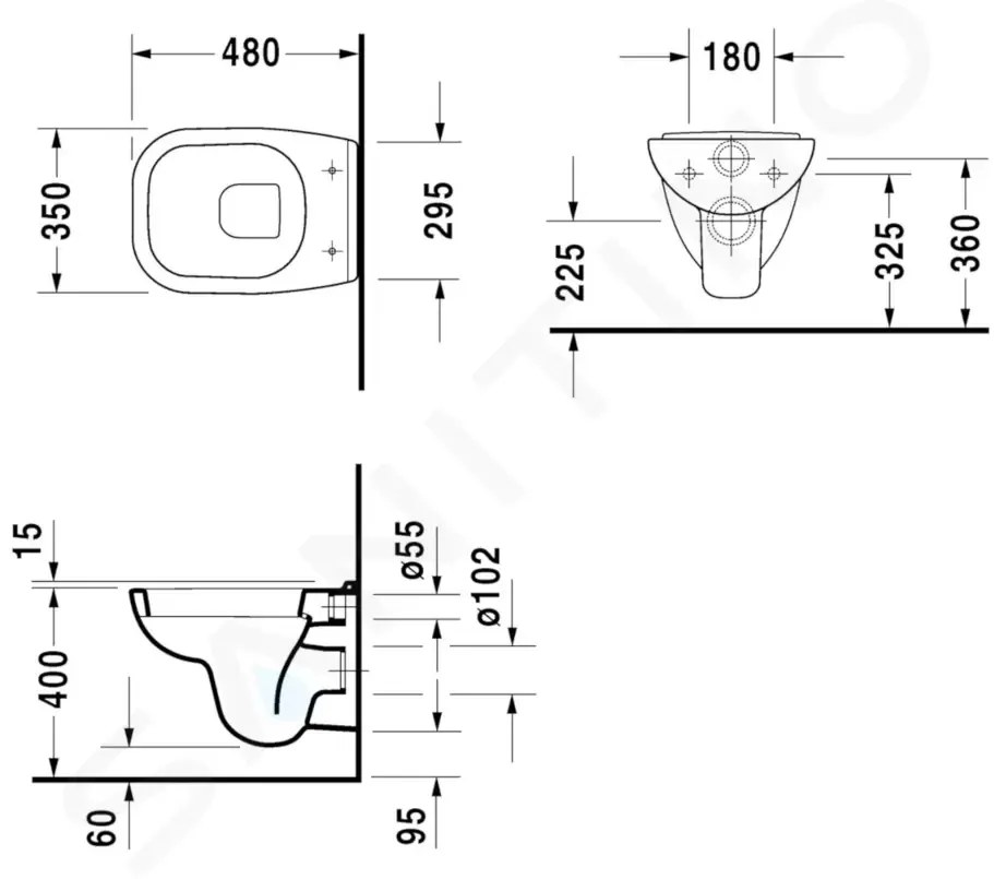 DURAVIT - D-Code Závěsné WC, bílá (22110900002)