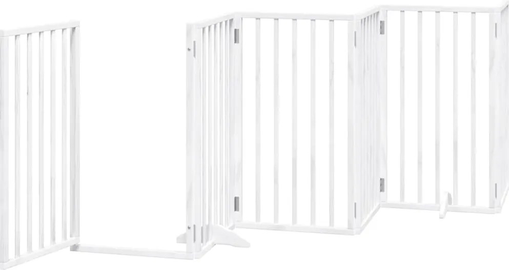 Zábrana pro psy s dvířky skládací 9 panelů bílá 450 cm topol 3155538