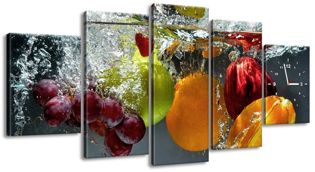 Gario Obraz s hodinami Sladké ovoce - 5 dílný Rozměry: 150 x 105 cm
