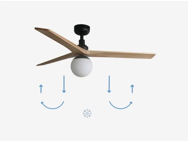 FARO 34283-11L - Stropní ventilátor KLIM M 1xE27/15W/230V borovice/černá + DO