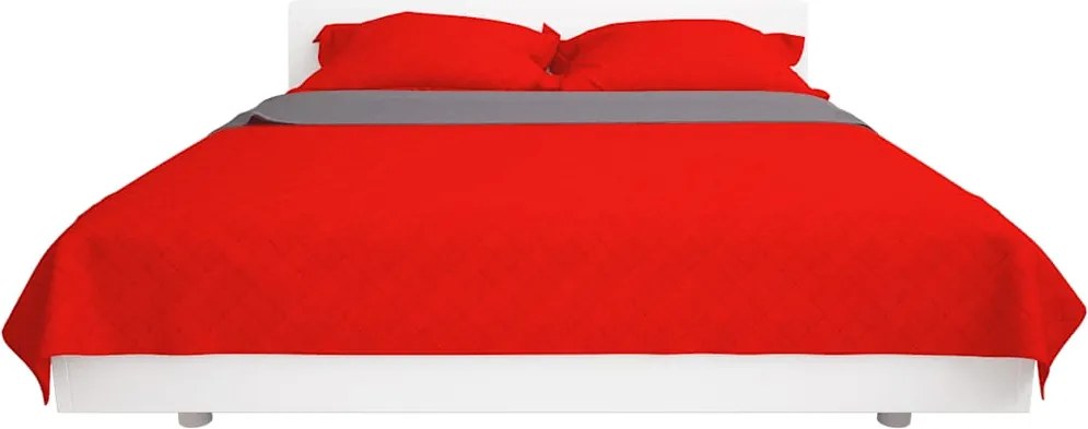 Oboustranný prošívaný přehoz na postel červeno-šedý 220x240 cm 131556