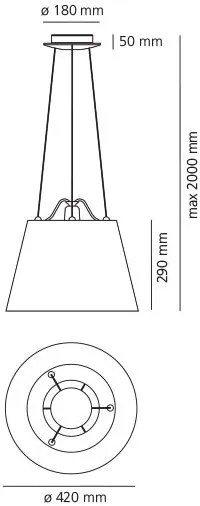 Artemide Tolomeo Mega sospensione 42, designové závěsné svítidlo, 1x21W E27, stínítka z pergamenu průměr 42cm