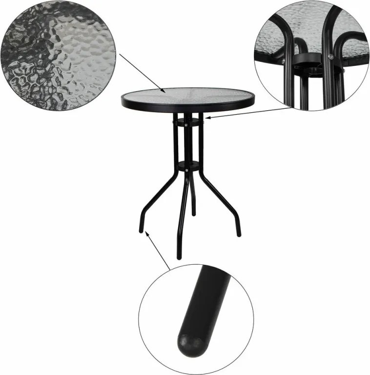 Zahradní stolek 60 cm SPRINGOS BISTRO GF1010 černý
