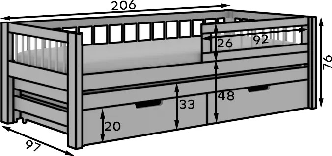 ADRK Furniture Dětská postel Orio s matrací