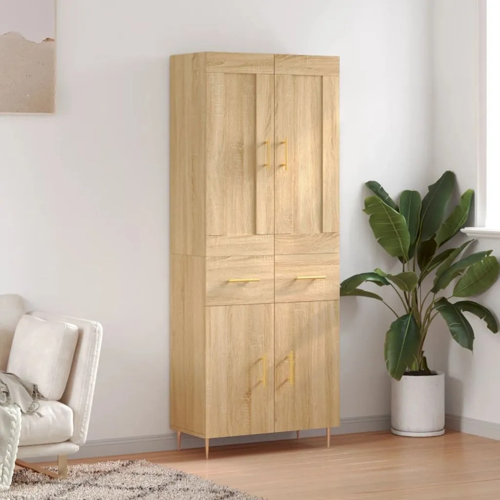 Skříň highboard dub sonoma 69,5 x 34 x 180 cm kompozitní dřevo