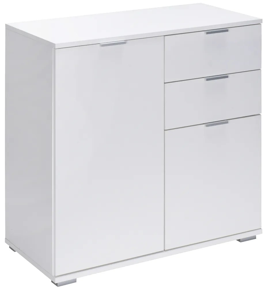 Casaria Komoda Alba DB121 bílá se 2 dvířky a zásuvkami, 71 x 74 x 35 cm 106625