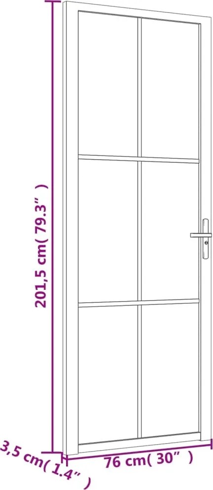vidaXL Interiérové dveře 76 x 201,5 cm bílé ESG sklo a hliník [350556] Barva: Bílá a tmavě průhledná