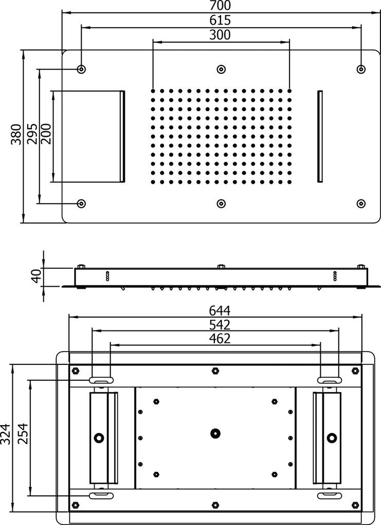 Sapho hlavová sprcha do podhledu 700 x 380 mm 2 kaskády nerez MS343