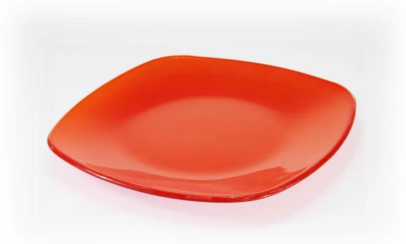BDK-GLASS Skleněný talíř ATA - červený Rozměr: 20x20cm