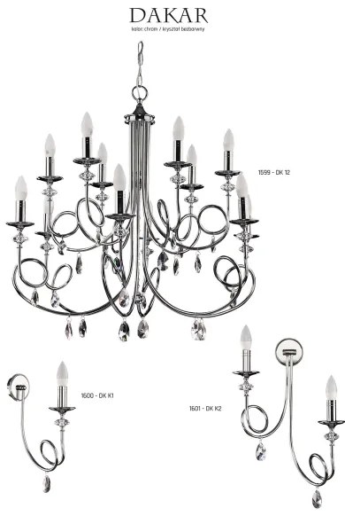 Jupiter 1601 - DK K2 CH - Nástěnné svítidlo DAKAR 2xE14/40W