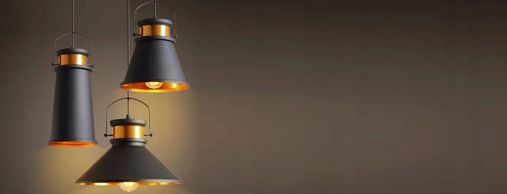 Toolight - Stropní svítidlo ASTI ABC 3xE27, černá-zlatá, OSW-00182