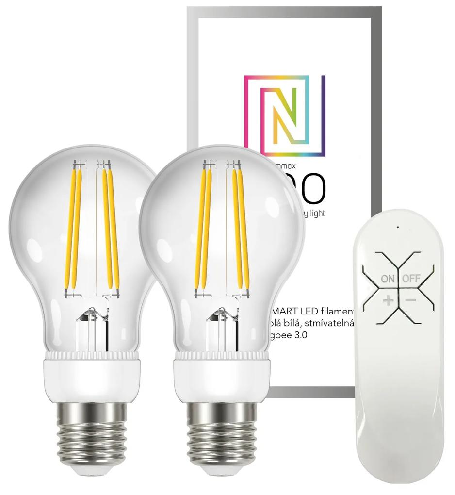 Immax NEO Smart sada žárovek filament LED 2x E27 6,3W teplá stmívatelná+ovladač Zigbee 3.0