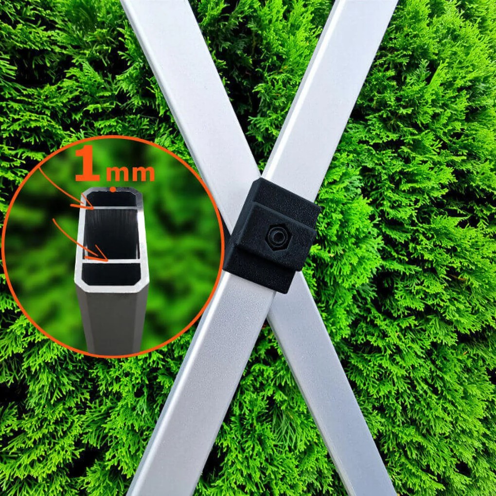 BRIMO Exkluzivní řešení pro váš marketing: nůžkový stan 2x2 m – bez námahy, s maximálním dojmem! - s 3 stěnami - Modrá E. Alu