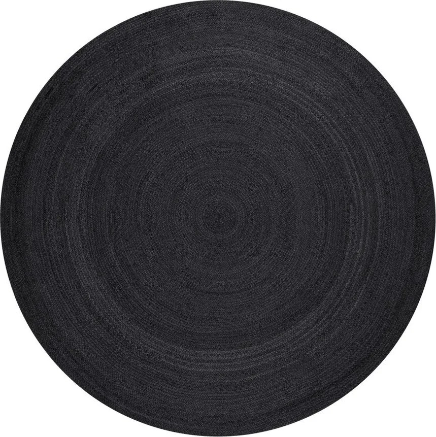 Černý oboustranný/ručně tkaný jutový kulatý koberec ø 200 cm Braided – Hanse Home