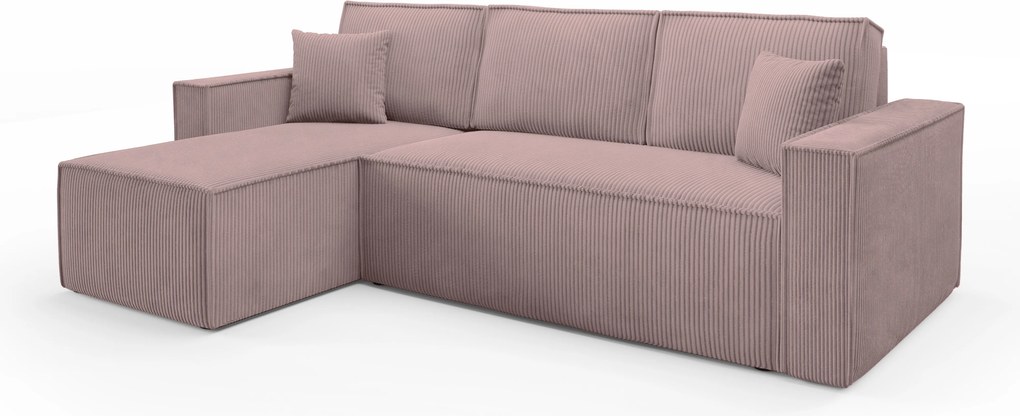 Rohová rozkládací sedací souprava do L BASIC, 240 cm, s úložným prostorem Roh pohovky: Pravý roh, Barva látky: Tmavě béžová (Poso 02)
