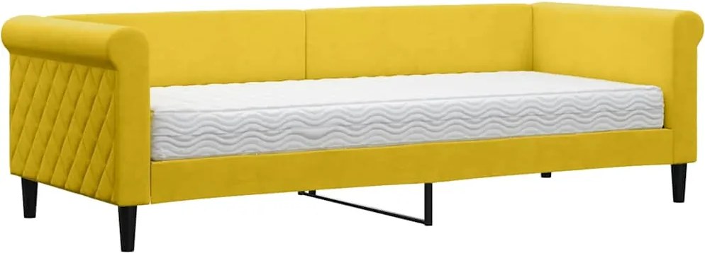 Válenda s matrací žlutá 80 x 200 cm samet 3197745