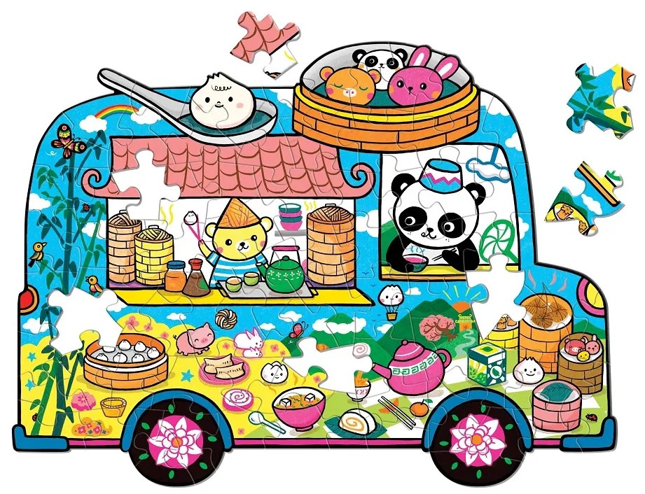 Mudpuppy Puzzle ve tvaru minibusu s občerstvením