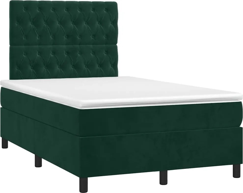 Box spring postel s matrací tmavě zelená 120x190 cm samet 3270016