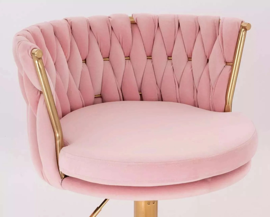 LuxuryForm DESIGN Otočná židle LYON VELUR na zlatém talíři - růžová