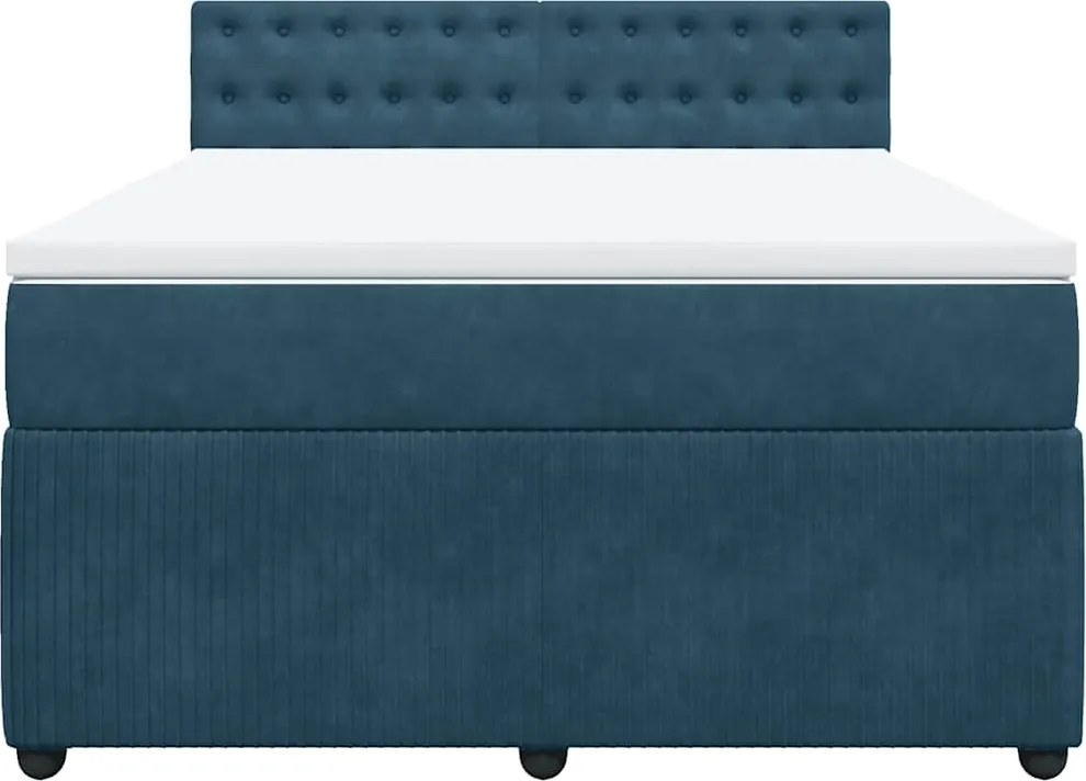 Box spring postel s matrací modrá 140 x 200 cm samet 3290074