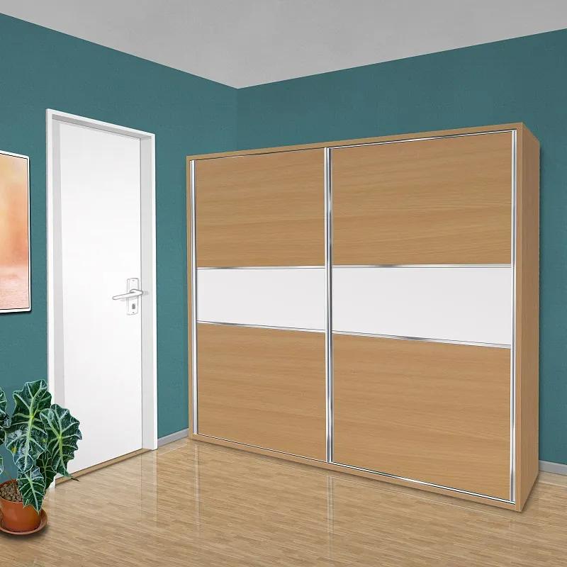 Šatní skříň s posuvnými dveřmi Beta 43 barva lamina: buk/bílá
