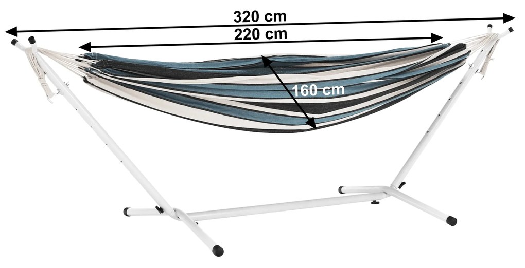Kondela Houpací závěsná síť, vzor modrý pásik, KABUKI- double