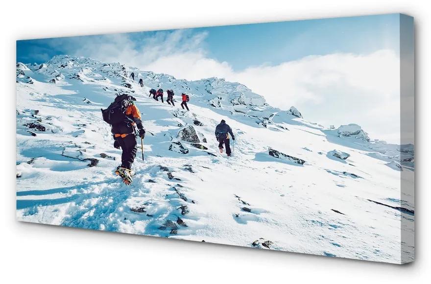 Obrazy na plátně Lezení na hory v zimě 125x50 cm