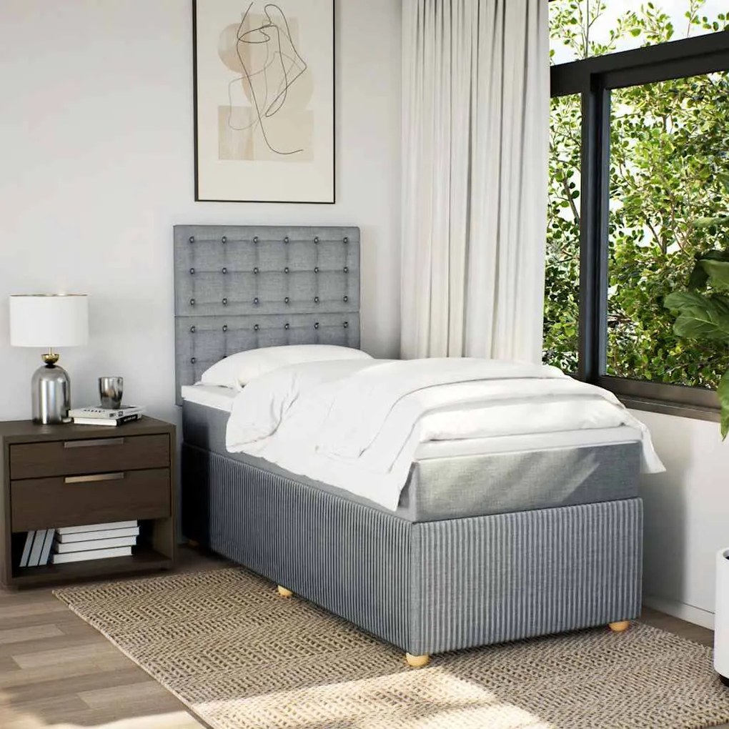Box spring postel s matrací světle šedá 80 x 200 cm textil 3291897