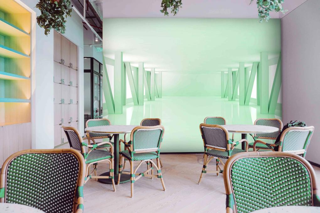 Malvis 3D tapeta místnost zelená Vel. (šířka x výška): 432 x 290 cm