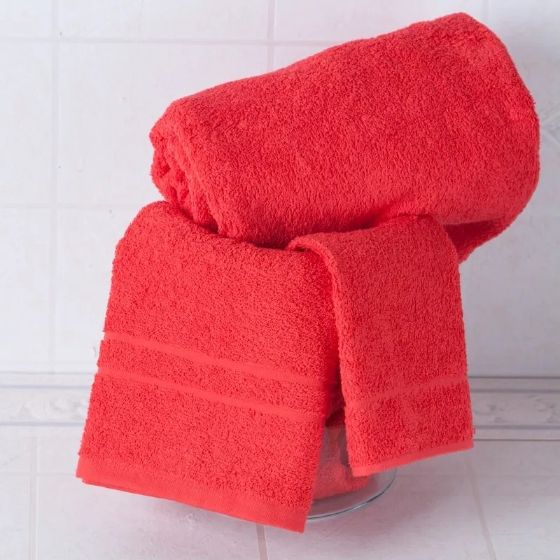 Veba ručník rujana pruh - červená 30x50