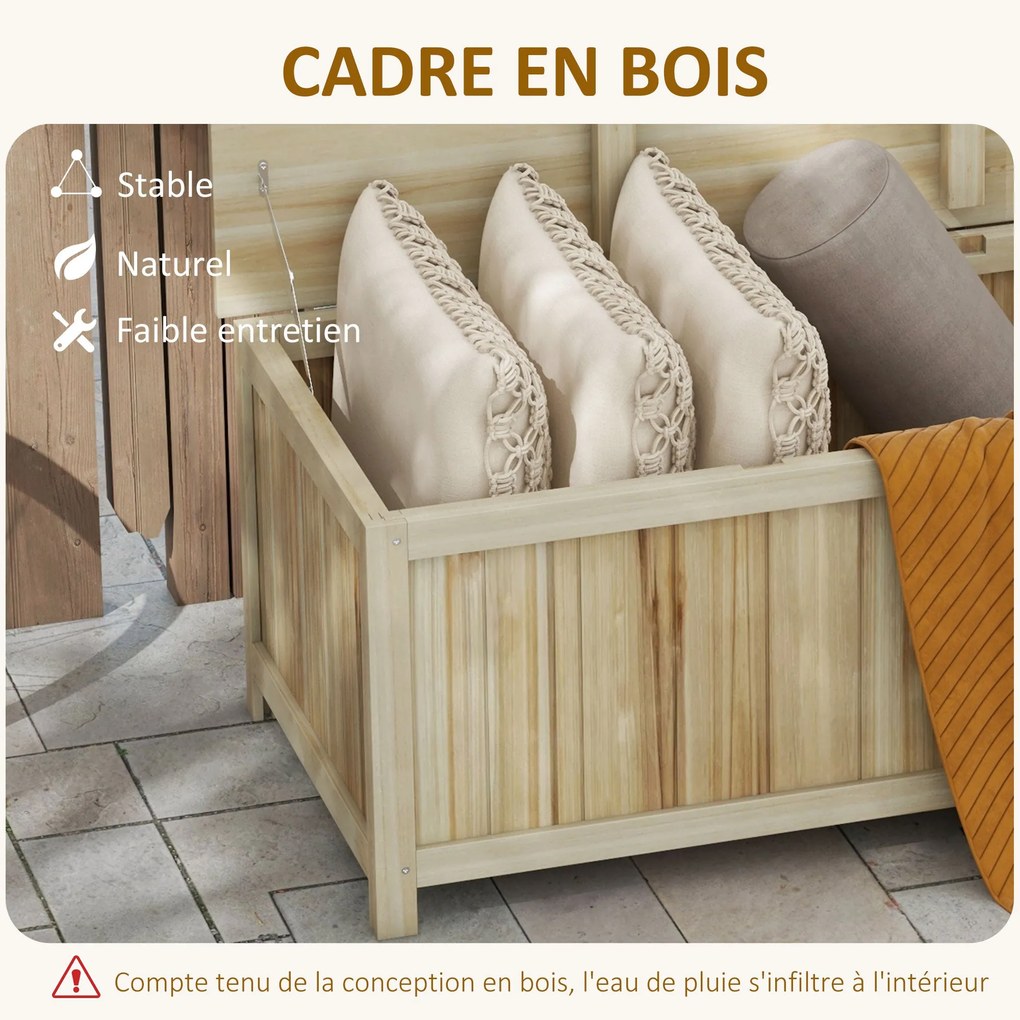 Outsunny Zahradní úložný box z dřeva s hydraulickými vzpěrami - 172L - 120L x 55W x 45H cm