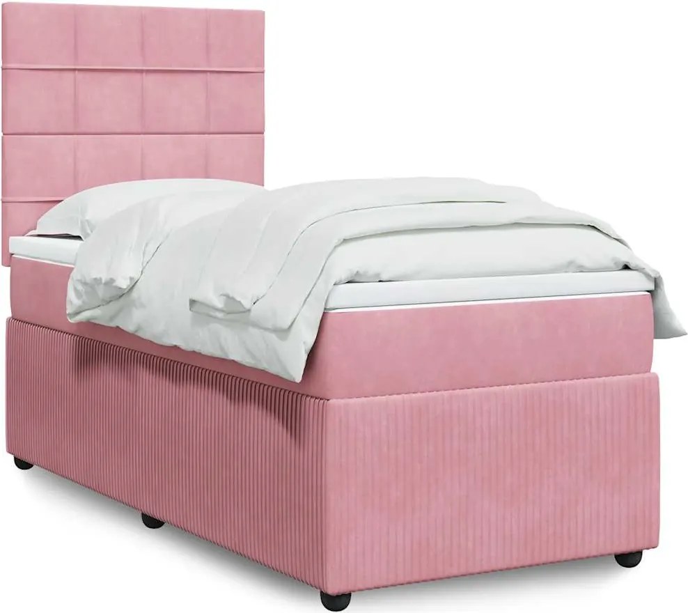 Box spring postel s matrací růžová 90x200 cm samet 3294543