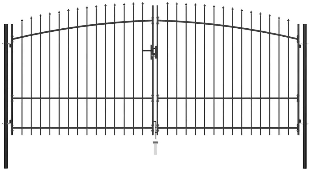 Dvoukřídlá plotová brána s hroty 400 x 225 cm
