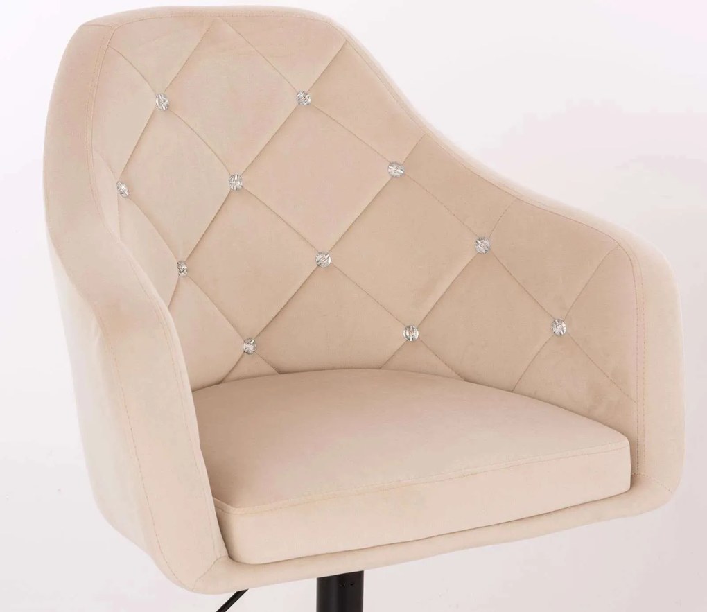 LuxuryForm DESIGN Otočné křeslo ROMA VELUR na zlatém talíři - krémové
