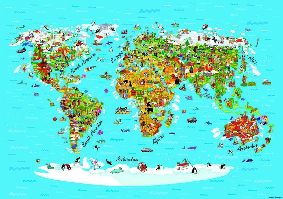 AG Design Mapa světa pro děti - vliesová fototapeta