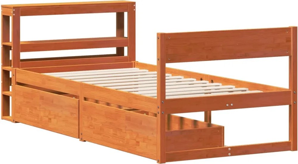 Postel bez matrace voskově hnědá 75 x 190 cm masivní borovice 3306407