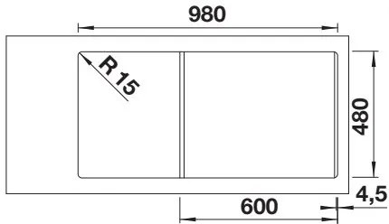 Blanco Adira XL 6 S, silgranitový dřez 1000x500x200 mm, 1-komorový, antracitová, BLA-527618