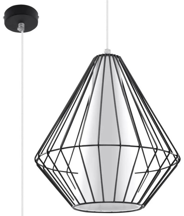 Sollux SL.0298 - Lustr na lanku DEMI 1xE27/60W/230V černá/bílá