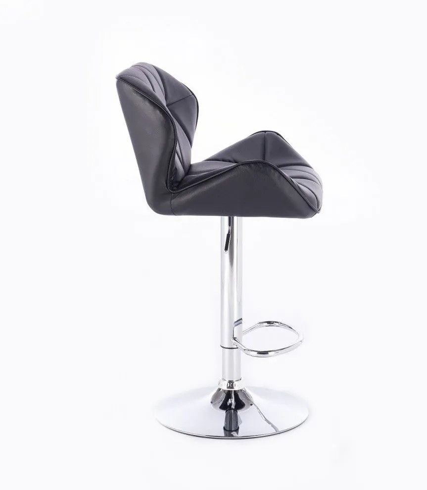 LuxuryForm DESIGN Barová židle MILANO na stříbrné kulaté podstavě - černá