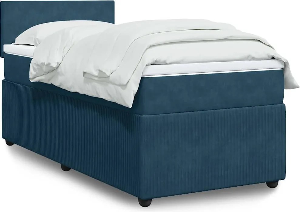 Box spring postel s matrací modrá 100 x 200 cm samet 3289960