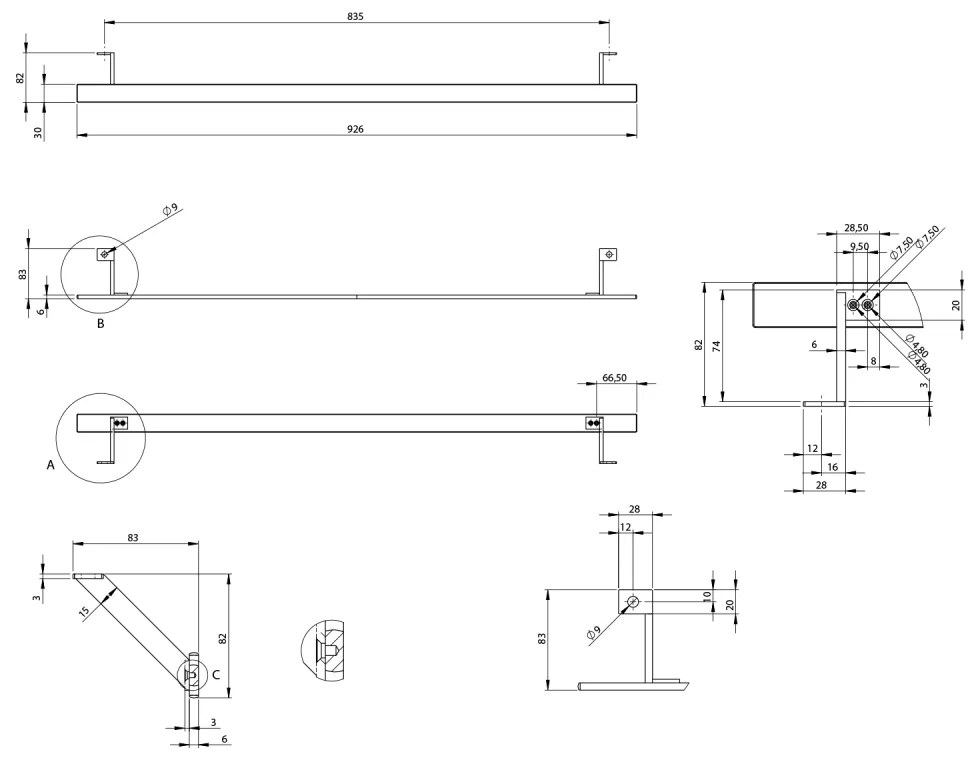 GSI PURA čelní držák ručníků 102cm, chrom PAPRD102