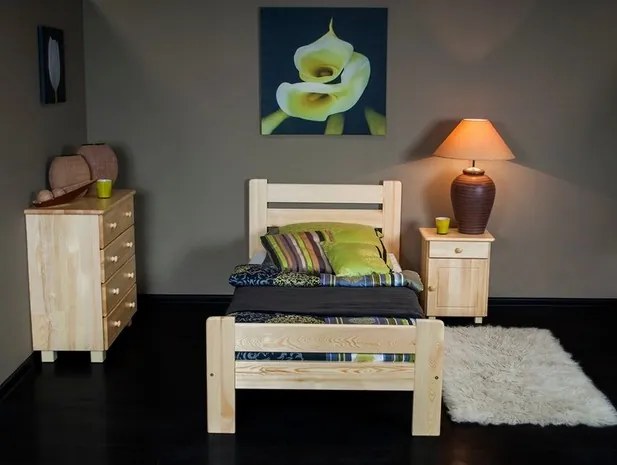 ImportWorld Dřevěná postel Luboš 90x200 + rošt ZDARMA (Barva dřeva: Dub)
